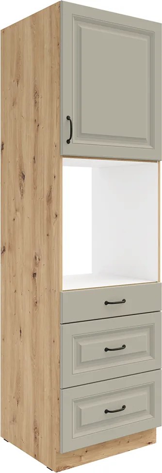 STILO ac | vysoká skříňka 60 DPS-210 3S 1F na vestavnou troubu | 60 cm | UNI dvířka | artisan/světle šedá