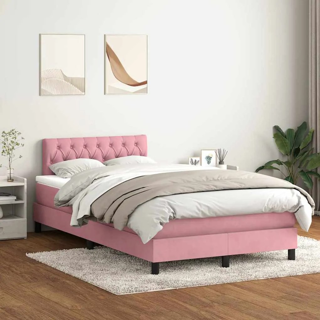 Box spring postel s matrací růžová 120x220 cm samet 3316544