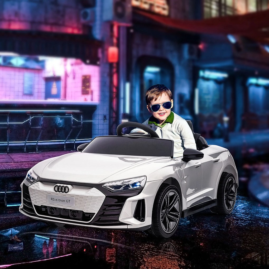 HOMCOM Dětské elektrické autíčko AUDI RS e-tron GT s dálkovým ovládáním, bezpečnostním pásem, klaksonem, hudbou a světlomety, do 5 km/h, pro děti od …