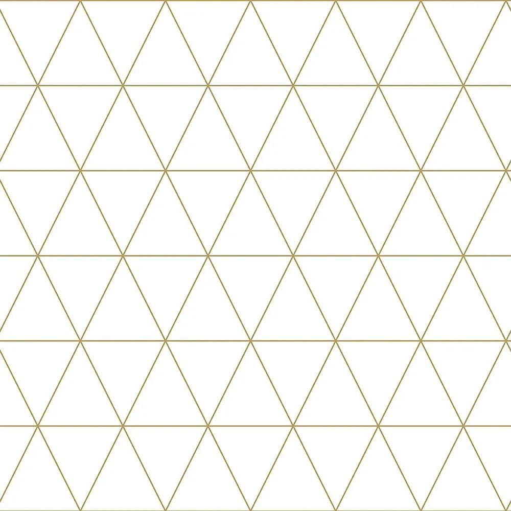Bílozlatá vliesová tapeta s trojúhelníky 139147, Black & White, Esta