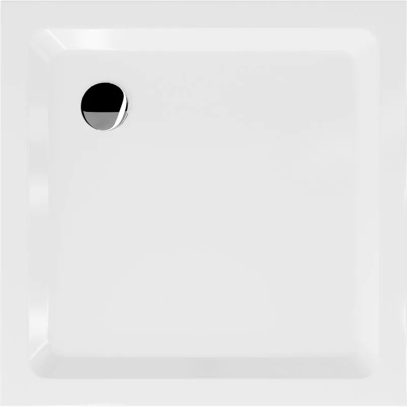 Mexen SLIM - Čtvercová sprchová vanička 70x70x5cm + chromový sifon, chromový bílá, 40107070