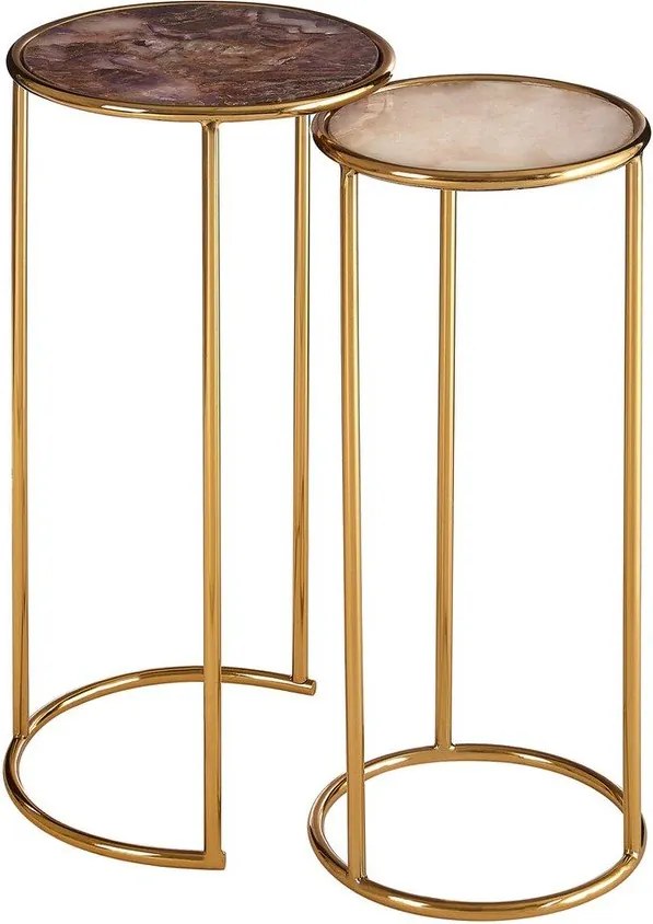 Kulaté odkládací stolky v sadě 2 ks s deskou z kamene ø 31 cm Vita – Premier Housewares