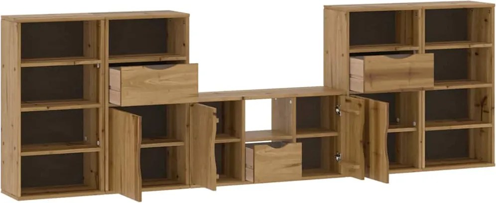 5 kusů TV skříněk s úložným prostorem "ODDA" Borovicový masiv 3365378