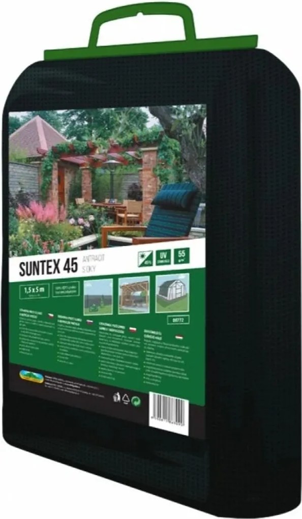 NOHEL GARDEN Stínovka s oky PE SUNTEX 45%, antracitová, 1,5 x 5 m