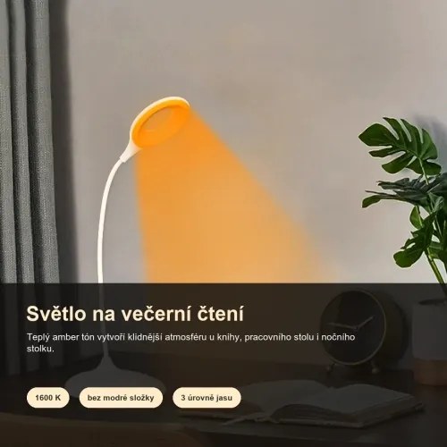 Dobíjecí LED lampička Lumbio MELATIME krokově stmívatelná 1600K bez modré složky