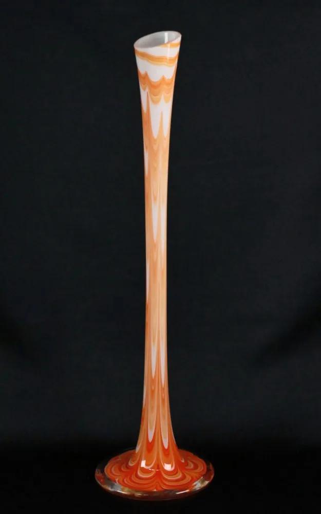 Váza designová Paví oko oranžová 80 - 90 cm