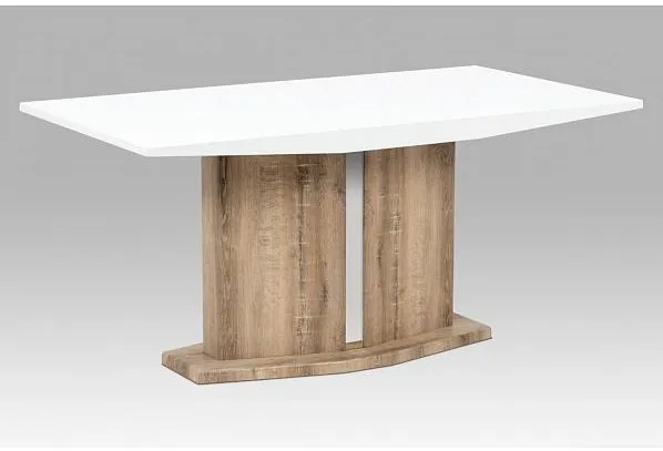 Jídelní stůl 160x90 cm, vysoký lesk bílý / Canyon Grey