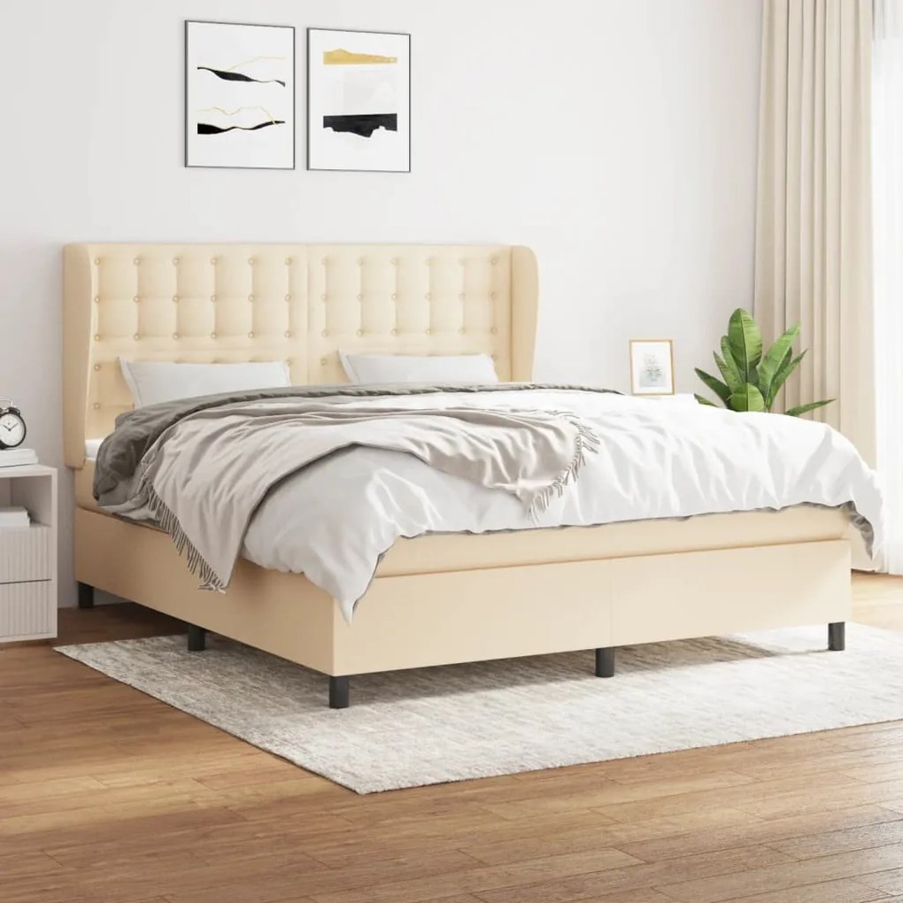Box spring postel s matrací krémová 180x200 cm textil 3128306