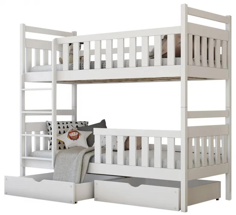 Patrová postel William, Rozměr postele: 90x200, Barva: bílá