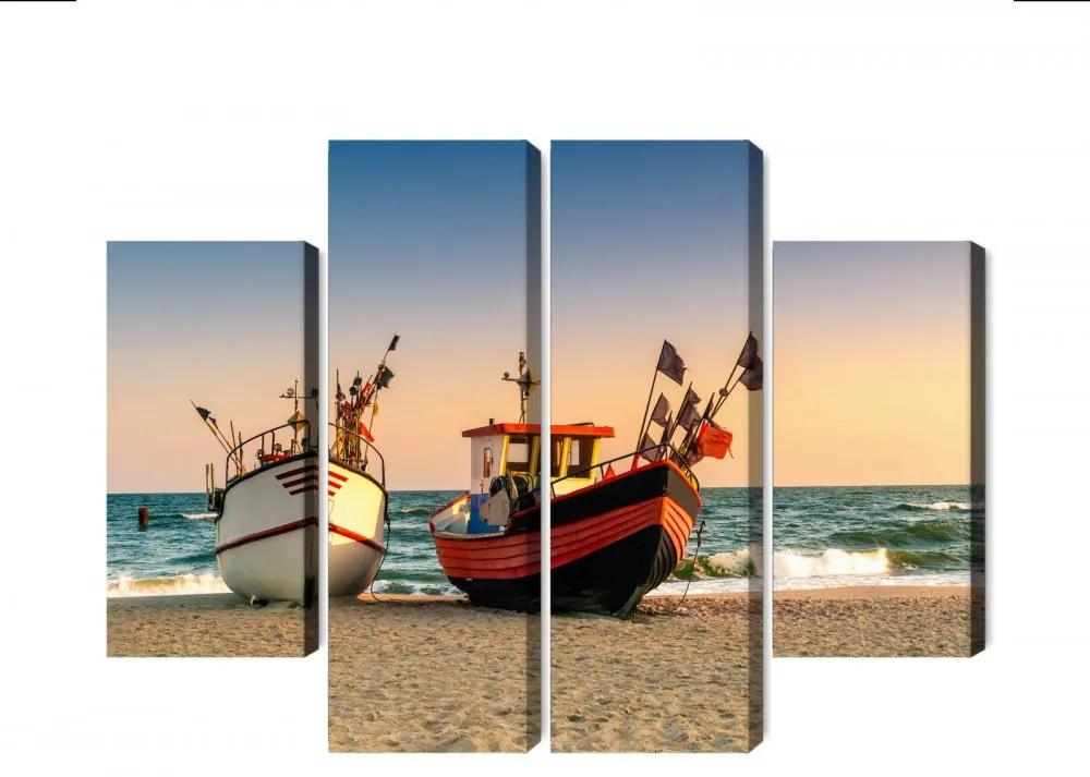 Vícedílný obraz Rybářské Lodě Na Pláži Nedostatek Nedostatek Plátno Canvas 120x90