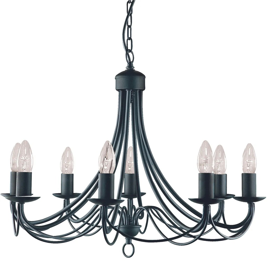 SEARCHLIGHT Černý lustr MAYPOLE 6348-8BK