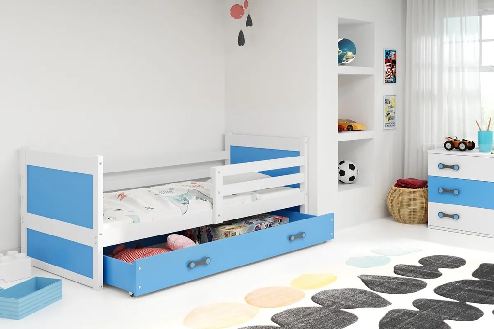 BMS Group Dětská postel s úložným prostorem RICO bílá Velikost postele: 190x80 cm, Barva výplní: Grafit
