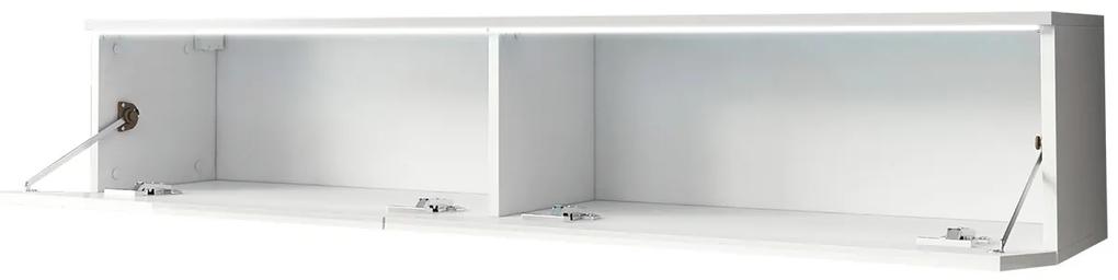 TV stolek Lancome 140, bílá/bílý lesk s LED osvětlením