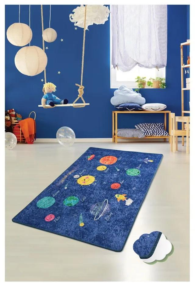 Dětský modrý koberec Space, 140 x 190 cm