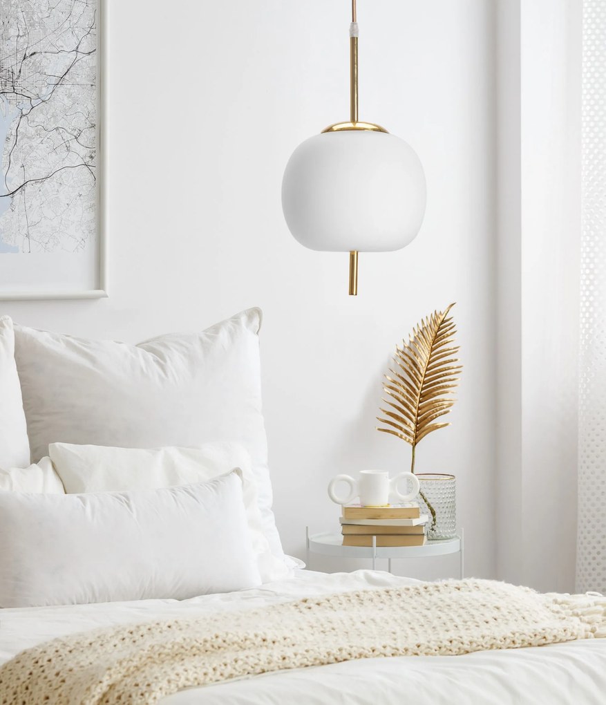 Toolight - skleněná závěsná stropní lampa APP669-1CP, zlatá, OSW-00094
