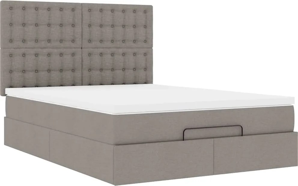 Osmanský rám postele s matrací taupe 140x200cm textil 3313331