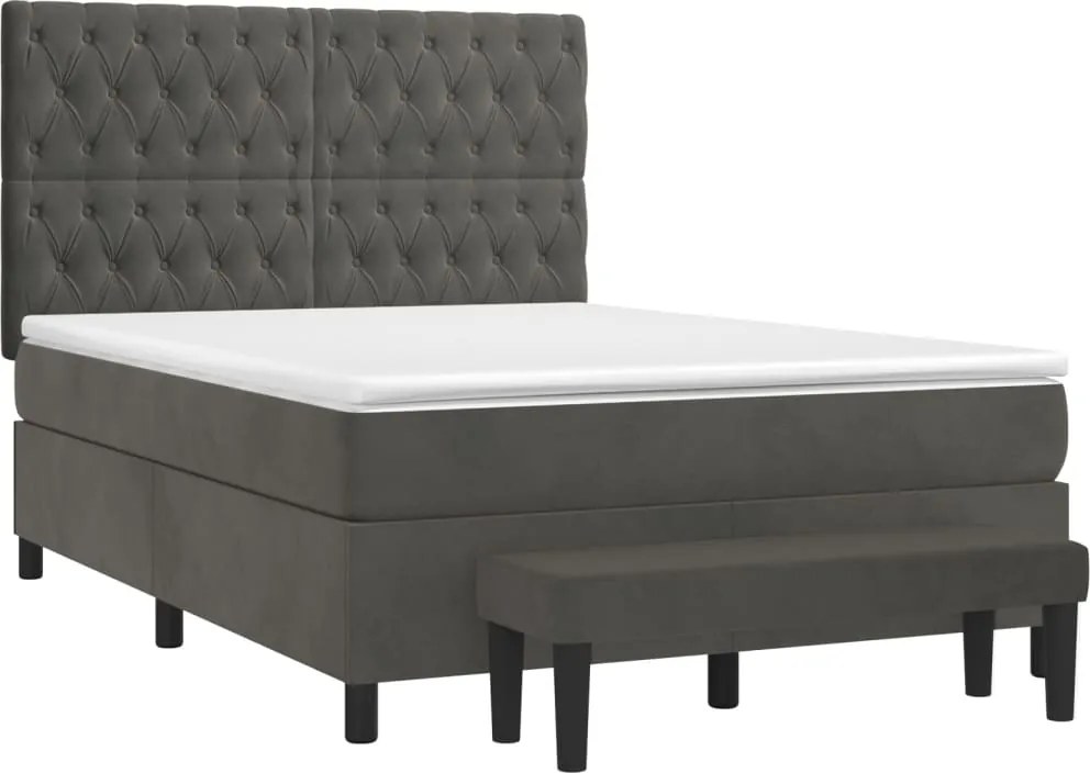 Box spring postel s matrací tmavě šedá 140x200 cm samet 3138026