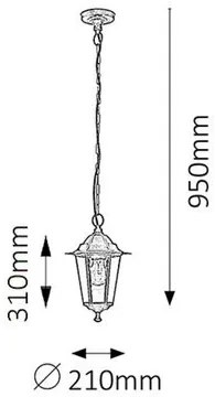Rabalux VELENCE venkovní závěsné svítidlo 8238