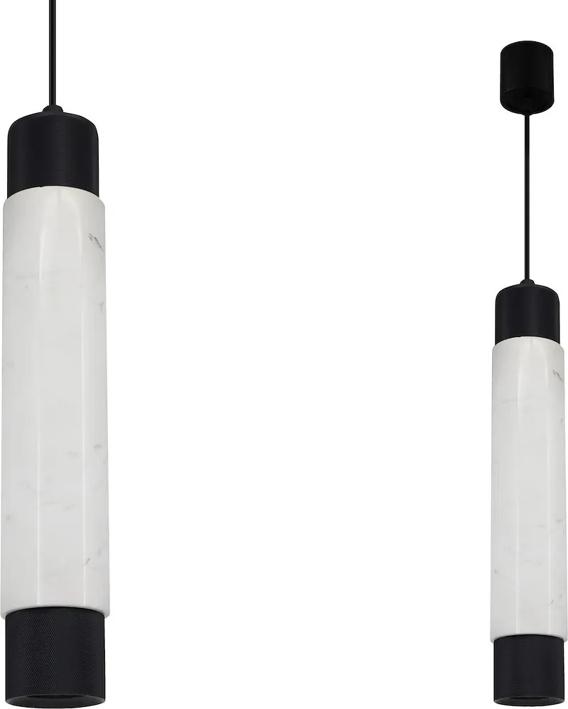 Závěsné svítidlo Marble, 1x mramorové/černé kovové stínítko, w