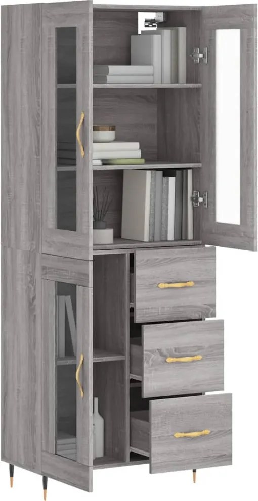 Skříň highboard šedá sonoma 69,5 x 34 x 180 cm kompozitní dřevo 3198583