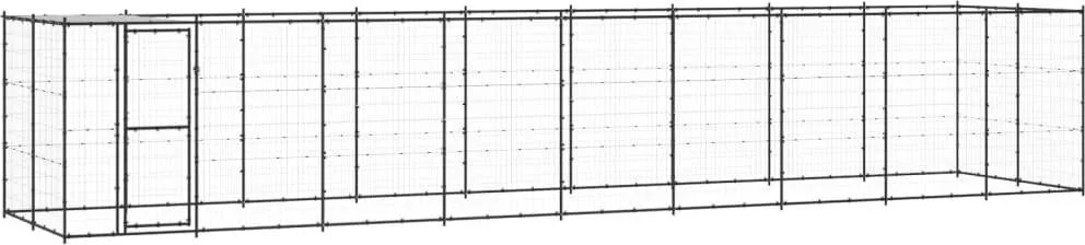 vidaXL Venkovní psí kotec se střechou pozinkovaná ocel 21,78 m² [3082296] Barva: Stříbrná