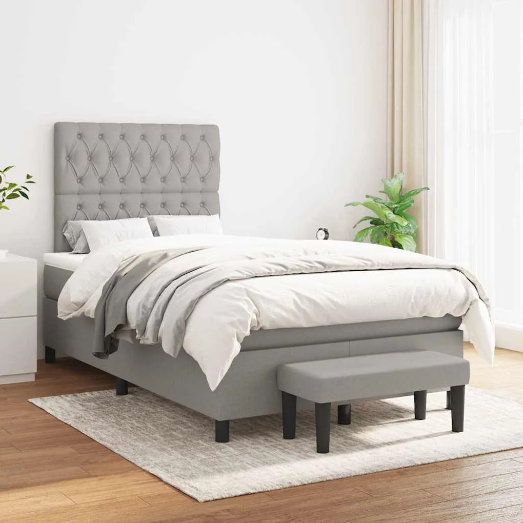 Box spring postel s matrací světle šedá 120x190 cm textil 3270376