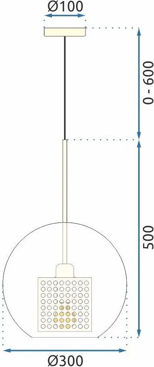 Toolight - závěsná skleněná lampa APP556-1CP 30cm, zlatá, OSW-08749