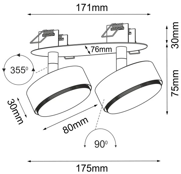 Brosline 3261 - Podhledové bodové svítidlo DROP 2xGX53/9W/230V černá