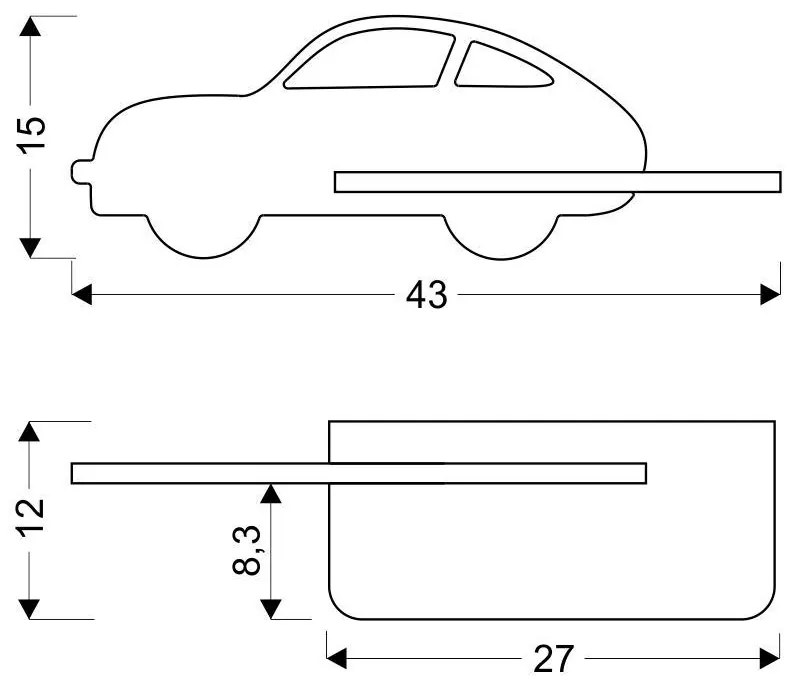 Nástěnné svítidlo policové 5W, modré auto - Candellux