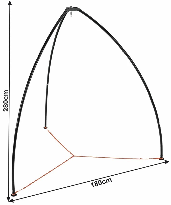 Kondela Stojan na závěsné křeslo, černá, HAKI
