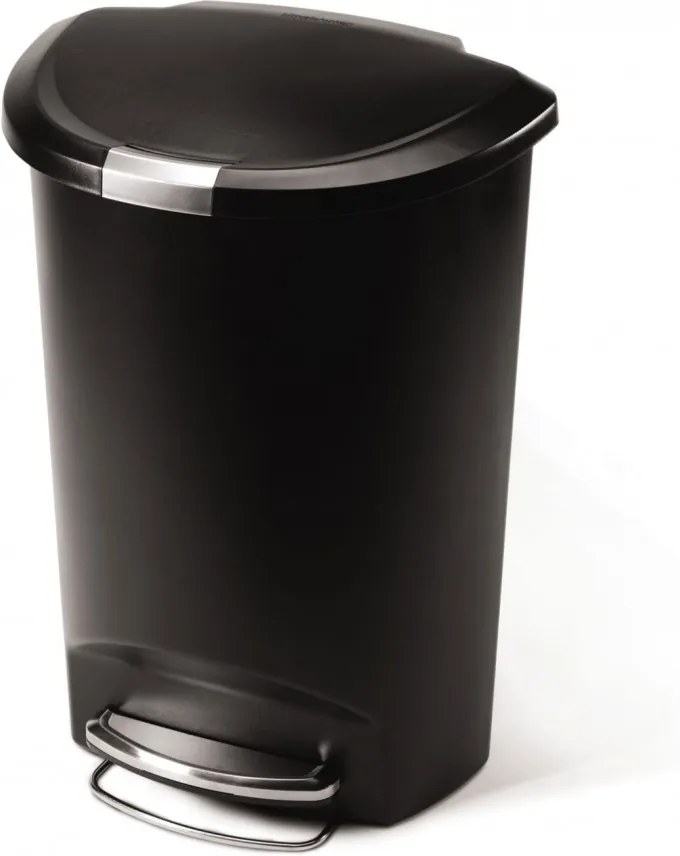 Pedálový odpadkový koš Simplehuman – 50 l, půlkulatý, plast, černý