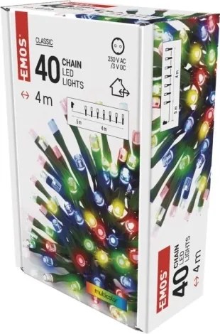 Vánoční osvětlení EMOS D4AM01 ZY0811T 40LED řetěz 4m multicolor s časovačem