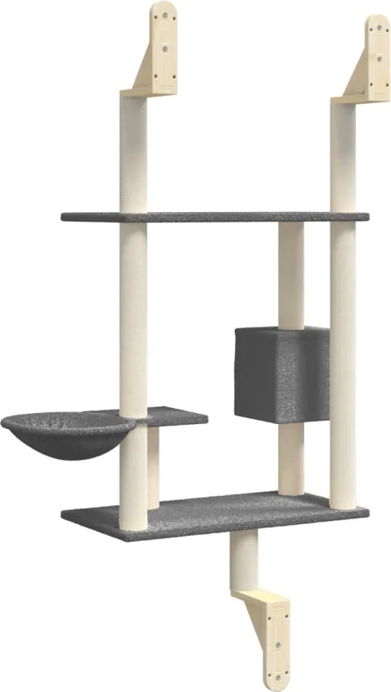 Nástěnné škrabadlo pro kočky se sloupkem tmavě šedé 153 cm 172406