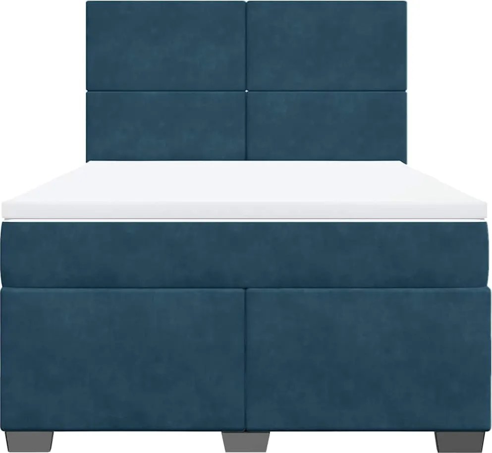 Box spring postel s matrací modrá 140 x 190 cm samet 3290904