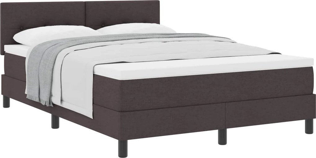Postel s boxspringem s čelo Tmavě hnědá 140 x 200 cm textil 3338695