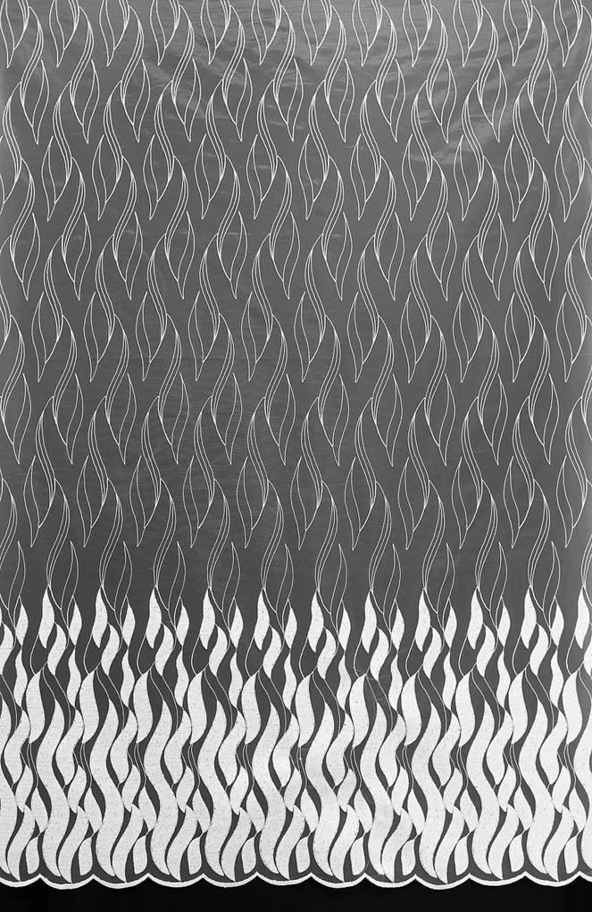 Mantis tylová záclona 643/6013 vyšívané plamínky, s bordurou, bílá, výška 110cm ( v metráži)