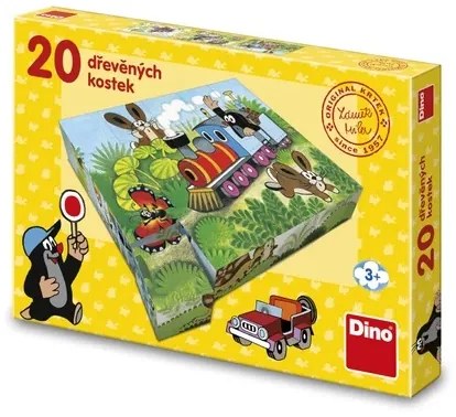 Dino Dřevěné obrázkové kostky Krtek a doprava 20 kostky