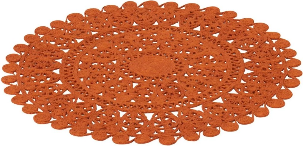 Oranžový kulatý jutový koberec Oriental Mandal - Ø 80 cm