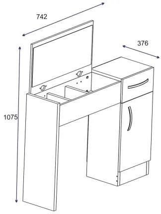 Toaletní stolek INCI 108,8x74,2 cm bílá