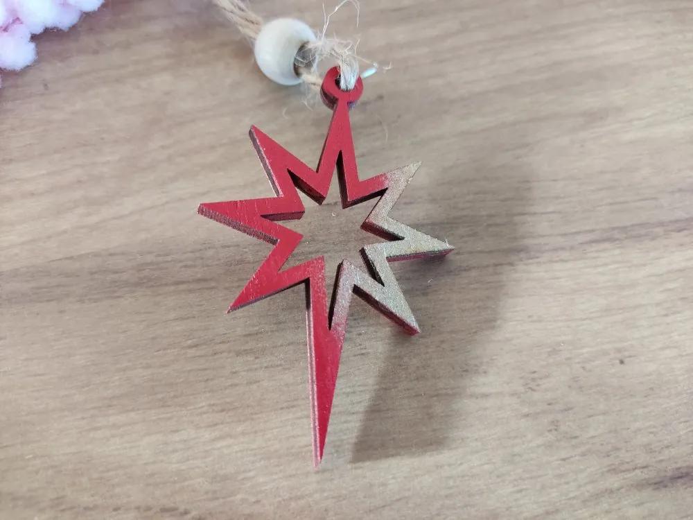Vánoční dekorace hvězda Darja Červená Přírodní