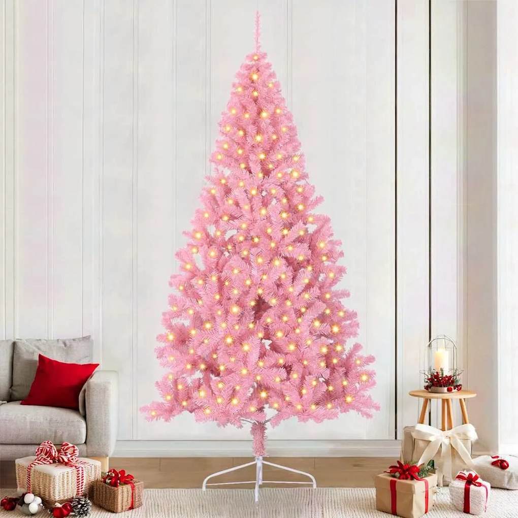 Umělý osvětlený vánoční stromeček Růžová 240 cm PVC 3397098