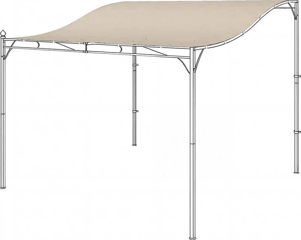 Outsunny náhradní střecha na pergolu, 298 × 293 cm – sluneční clona pro pergolu 3 × 3 m, krémově bílá
