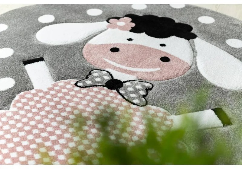 Dywany Łuszczów, Dětský kusový koberec Petit Dolly sheep grey kruh, 120x120 (průměr) kruh, růžová, dětský pokoj