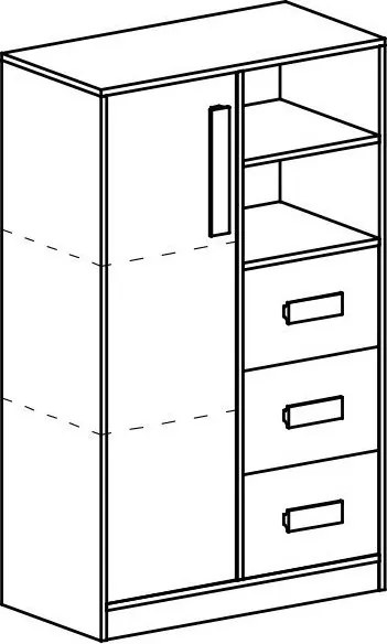 Casarredo - Komfort nábytek Dětská skříňka GULLIWER 5 výběr barev | barva: dom-bílá-lesk,Vyberte si barvu úchytu:: dom-uch-fialová