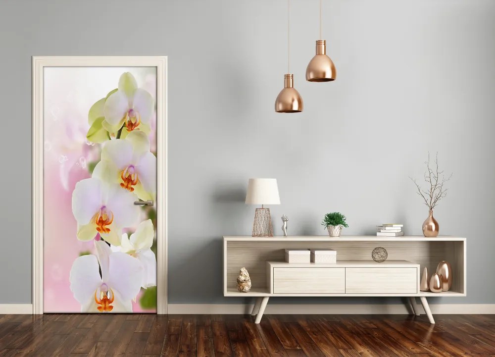 Samolepící fototapeta na dveře Bílá orchidej 95x205 cm