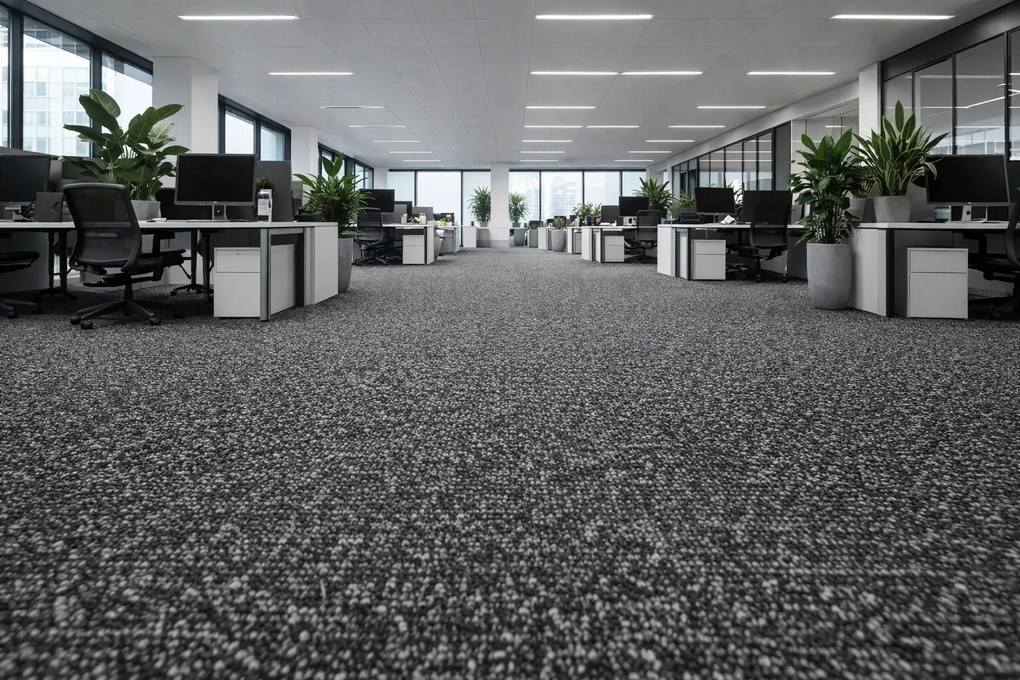 Beaulieu International Group, Metrážový koberec Piccolo 236, zátěžový, na míru, šíře 4m, šedá, guma (gel - protiskluzový), chodba / předsíň