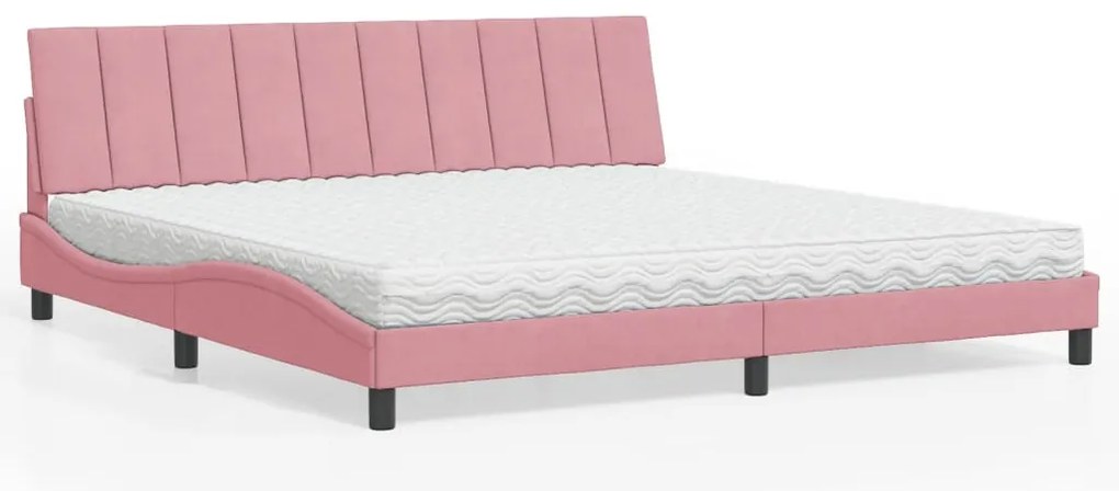Postel s matrací Hanko růžová 200 x 200 cm samet 3208621