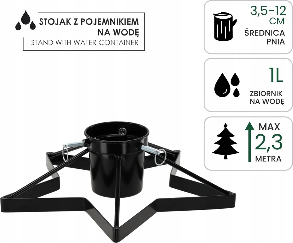 Stojan Na Vánoční Stromek Hvězda 3,5-12 CM S Regulací A Nádobou Na Vodu