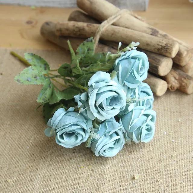 Umělá kytice růží (6 květů) Barva: modrá