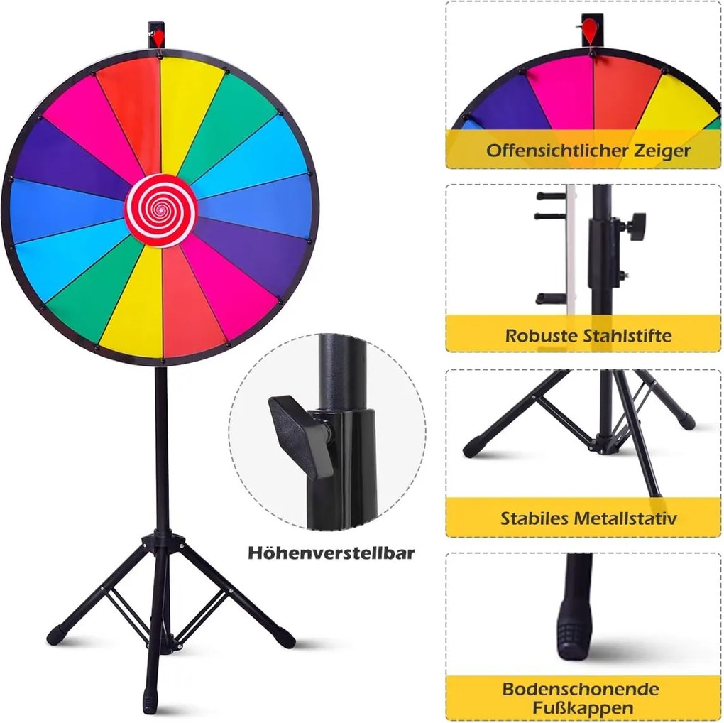 Costway Φ 60 cm Hračka Wheel of Fortune Barevné kolo Hry pro loterijní hry